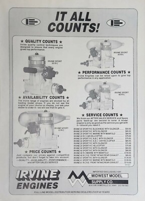 Irvine RC Engines Vintage 1983 Print Ad Ephemera Wall Art Decor | eBay