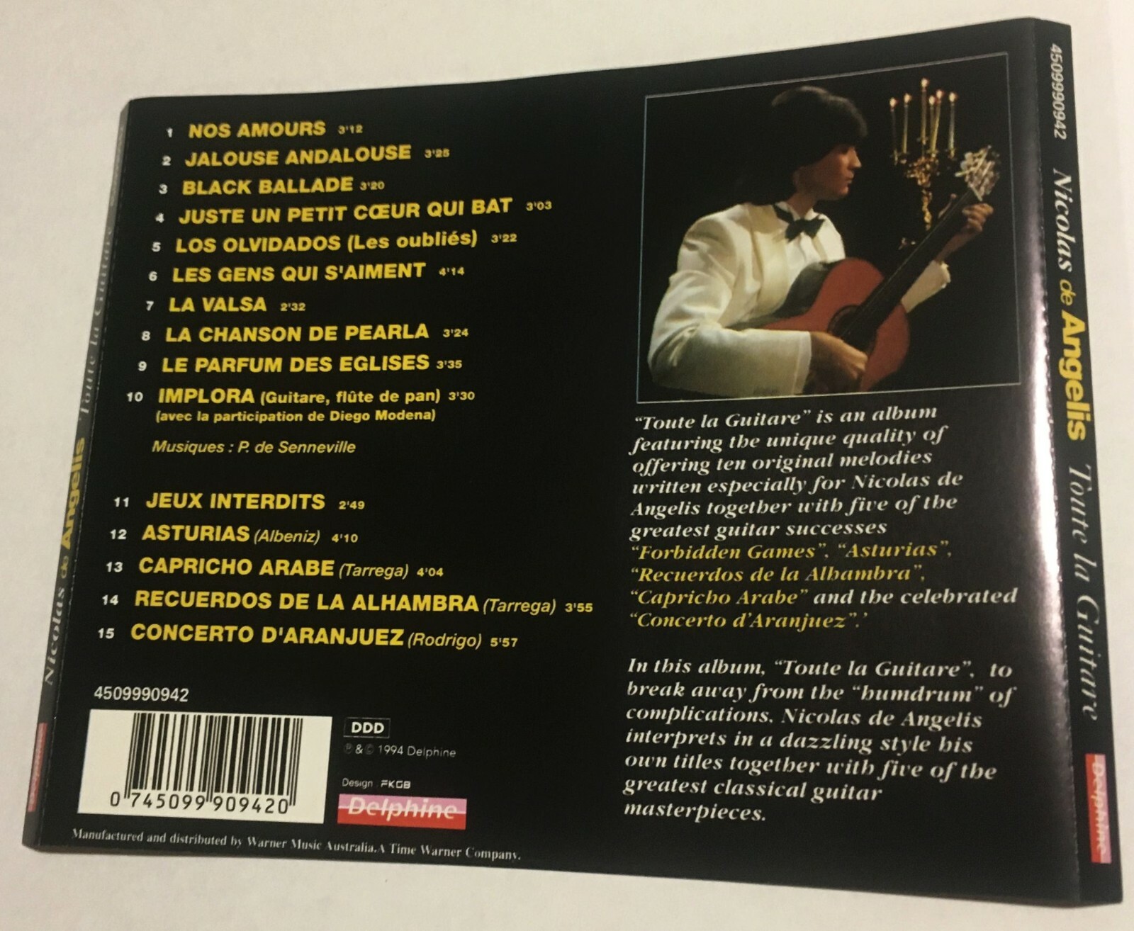NICOLAS DE ANGELIS Toute La Guitare CD album 1994 instrumental guitar ...