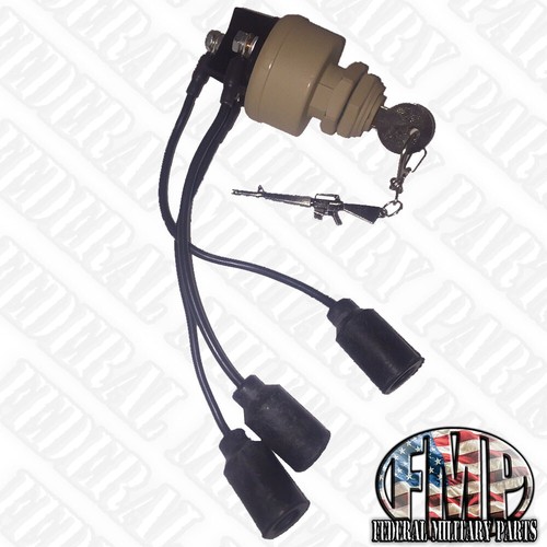 Tan Keyed Ignition Switch +M16 Key Chain Plug Play, fits Military ...