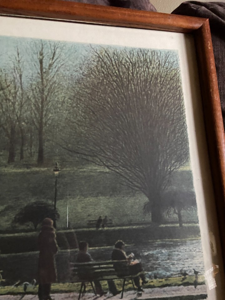 Artist Harold Altman Print Waterside Park Scene 25" x 18.5" | eBay