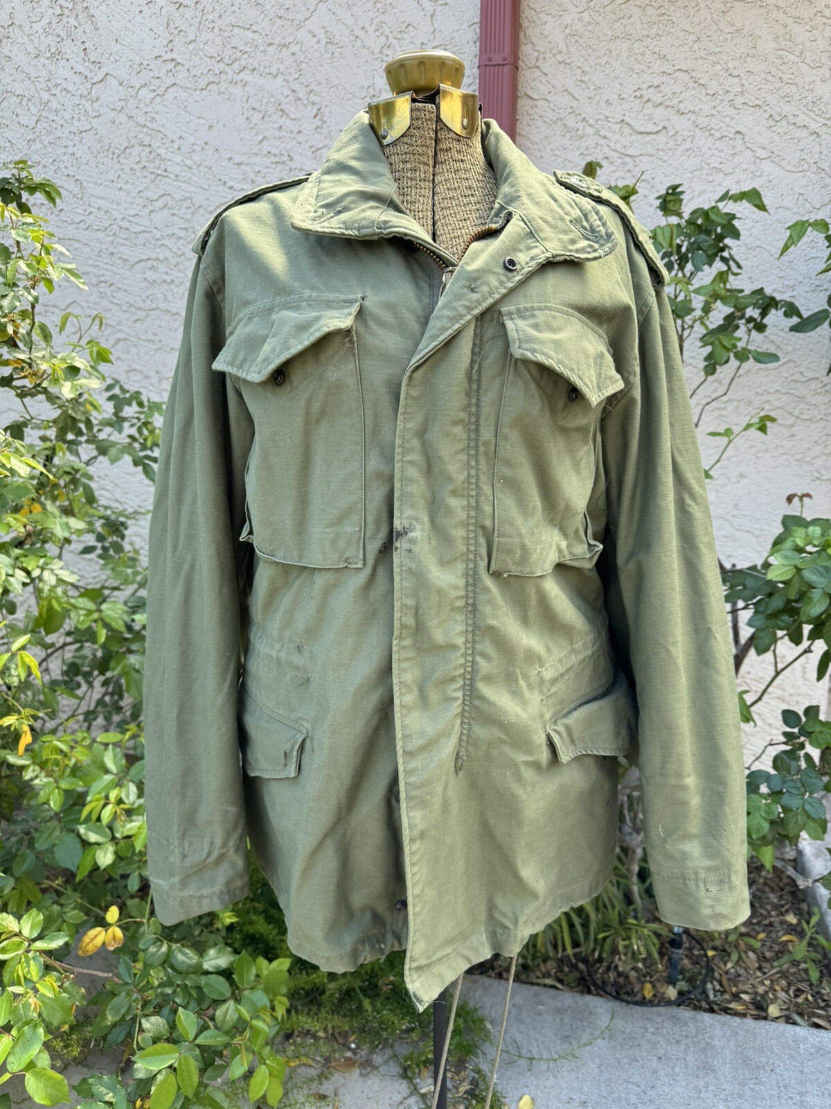 Vintage 70s M65 Army Field Jacket OG-107 Green Milita… - Gem