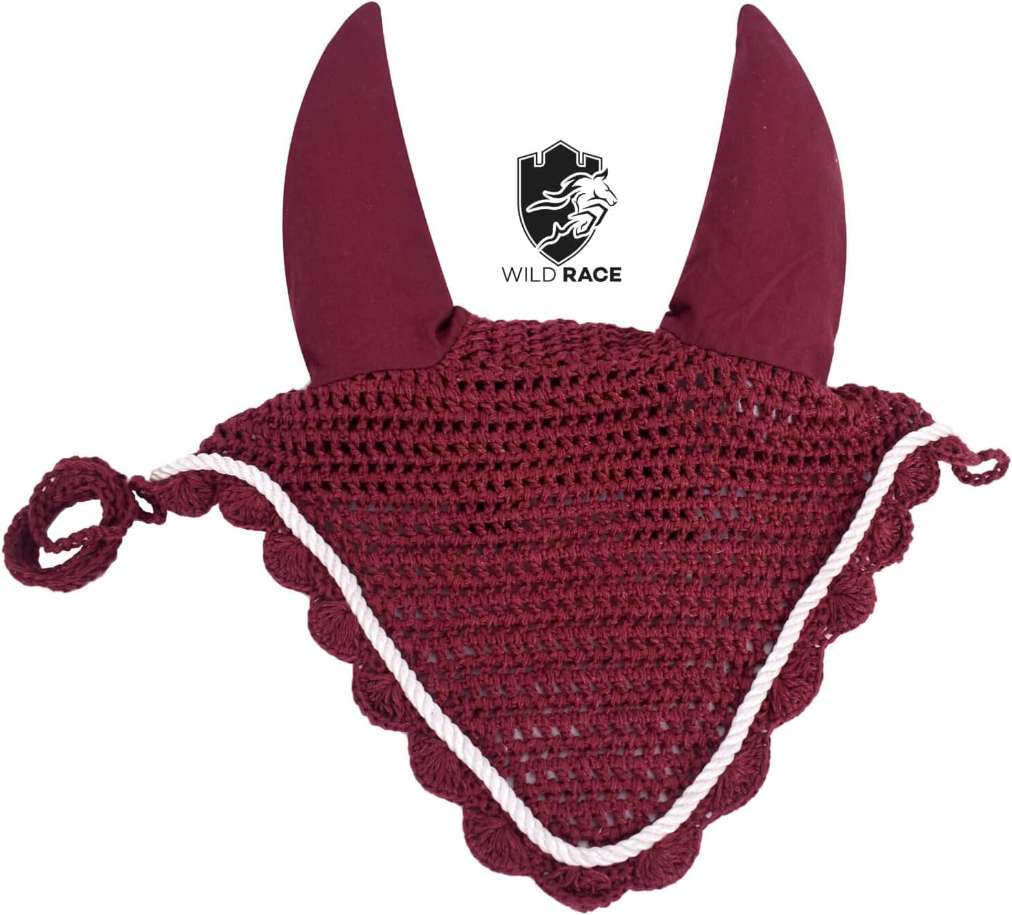 WILDRACE Horse Flyveil/Ear Bonnet/Mask/Net/Crochet (Full, Burgundy) | eBay