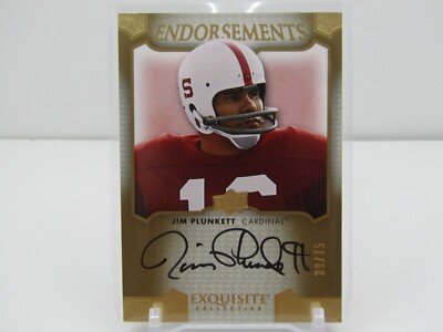 JIM PLUNKETT 2011 EXQUISITE COLLECTION ENDORSEMENTS AUTOGRAPH! #39/75 ...