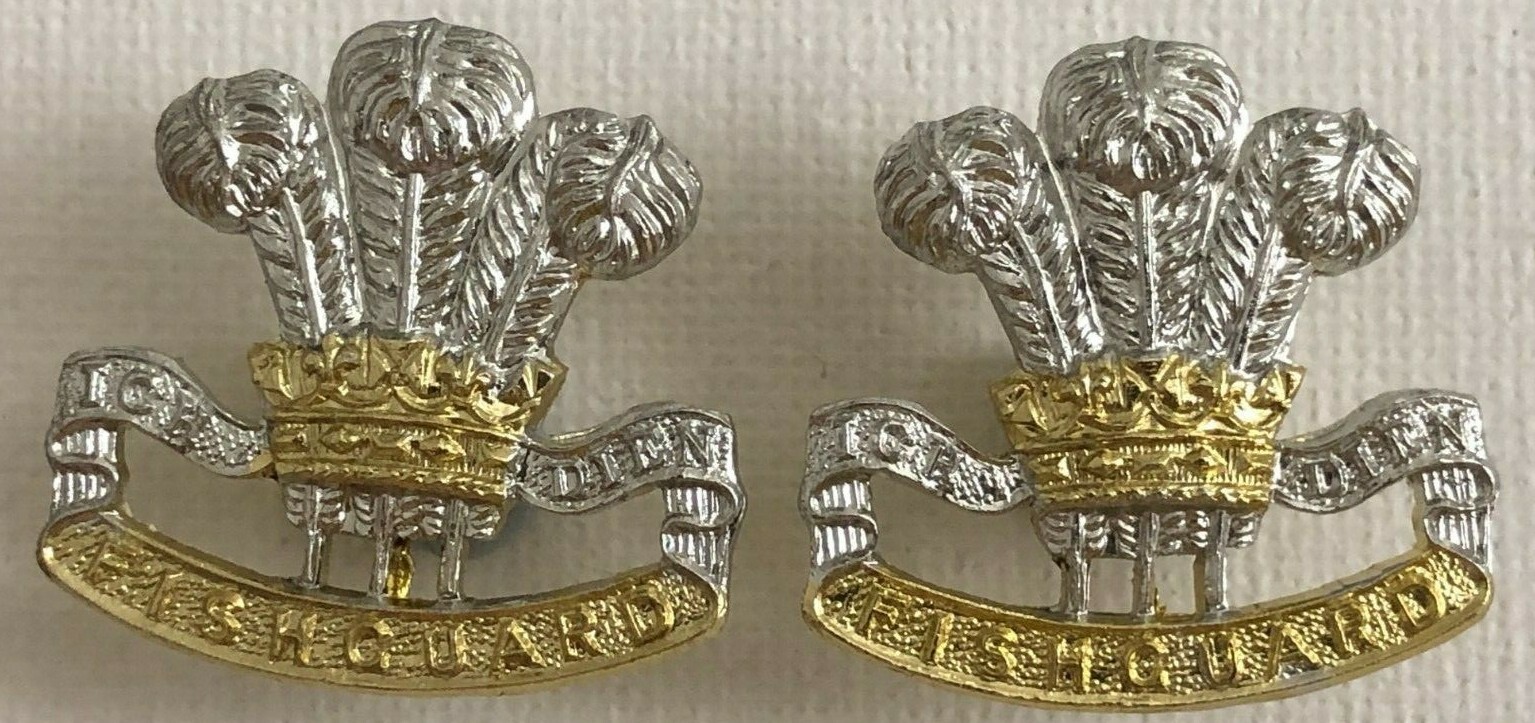 Pembroke Yeomanry Anodised Staybrite collar badge pair | eBay