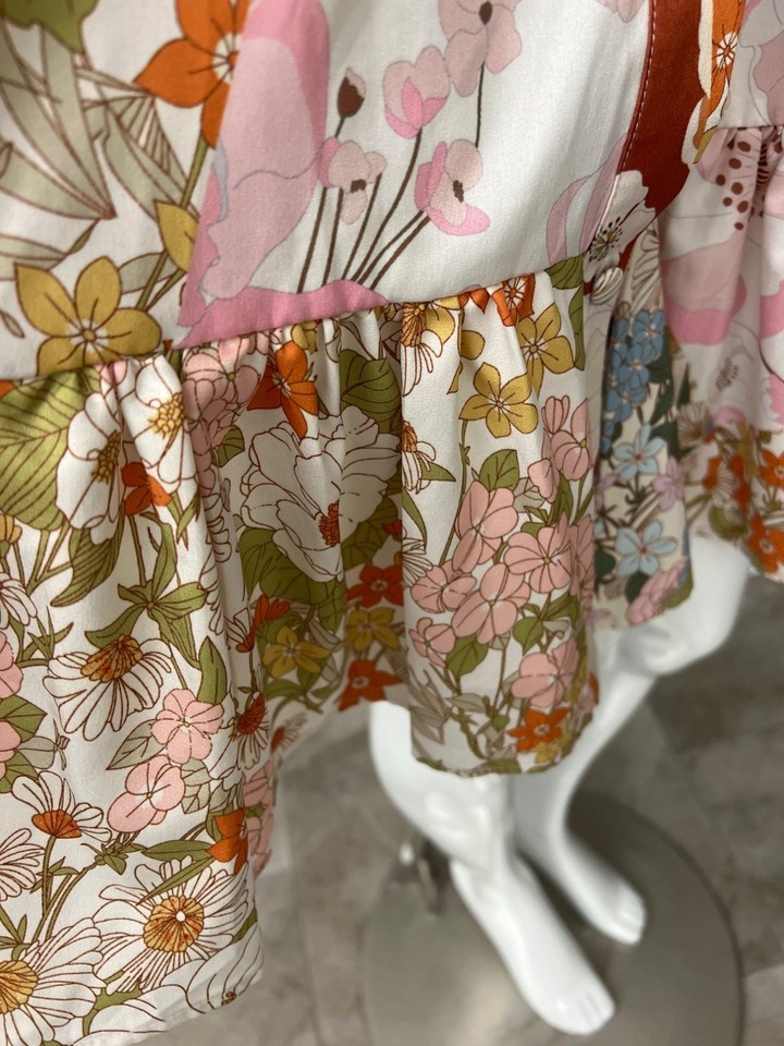 Shein Women Floral Garden Ruffle Hem Long Sleeve Shirt Dress Size XL | eBay