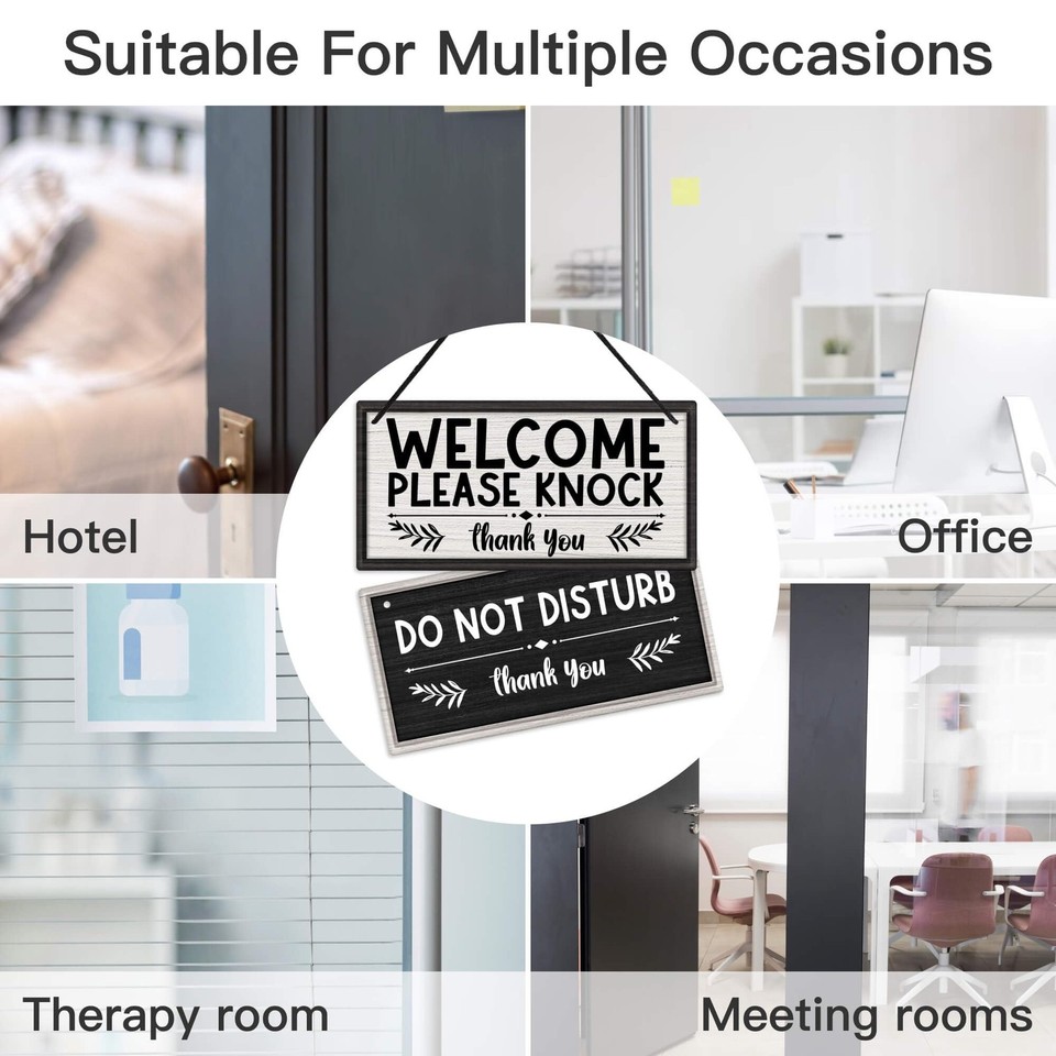 Welcome Please Knock Office Door Signs, PVC Do Not Disturb Door Hanger ...