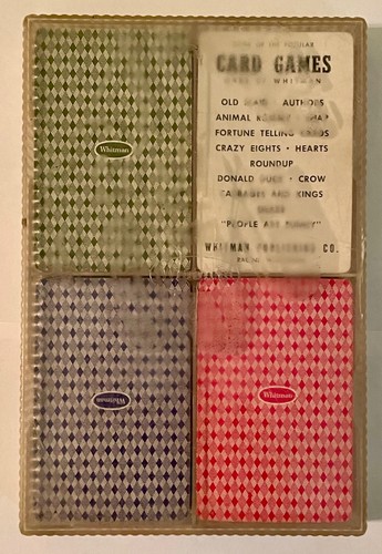 1955 Whitman 4 Card Games in Plastic Case, Old Maid/Hawk/Animal Rummy ...