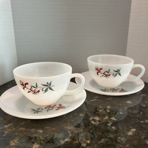 Vintage Fire King Primrose White Milk Glass Tea/Coffee Cup and Saucer ...