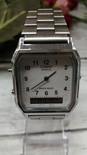 Casio Silver Color With Scratches Analog Digital Watch Ev879 | eBay