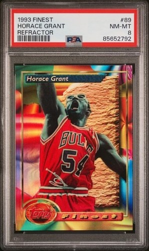 PSA 8 NM-MINT 1993-94 FINEST REFRACTOR HORACE GRANT #89 BULLS MAGIC ...