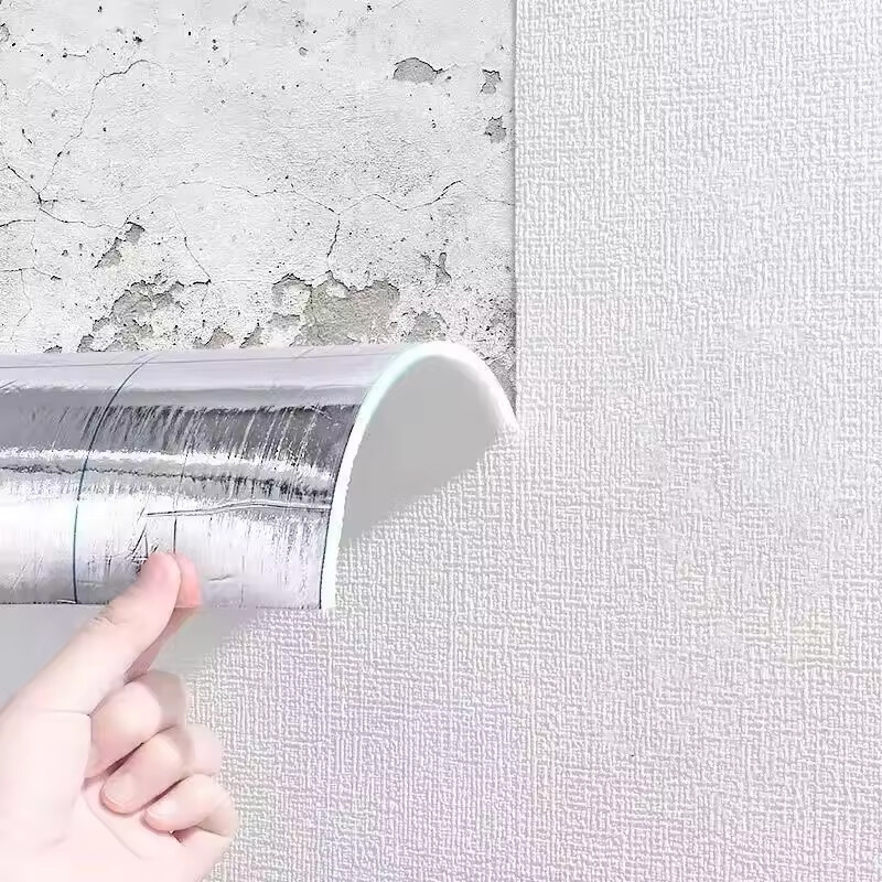 10M Thicken Self-Adhesive Thermal Insulation Linen Wallpaper Plain Wall ...