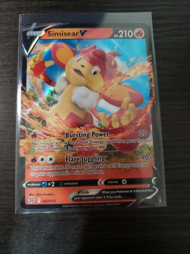 Pokémon TCG Simisear V Sword & Shield: Brilliant Stars 027/172 Holo ...