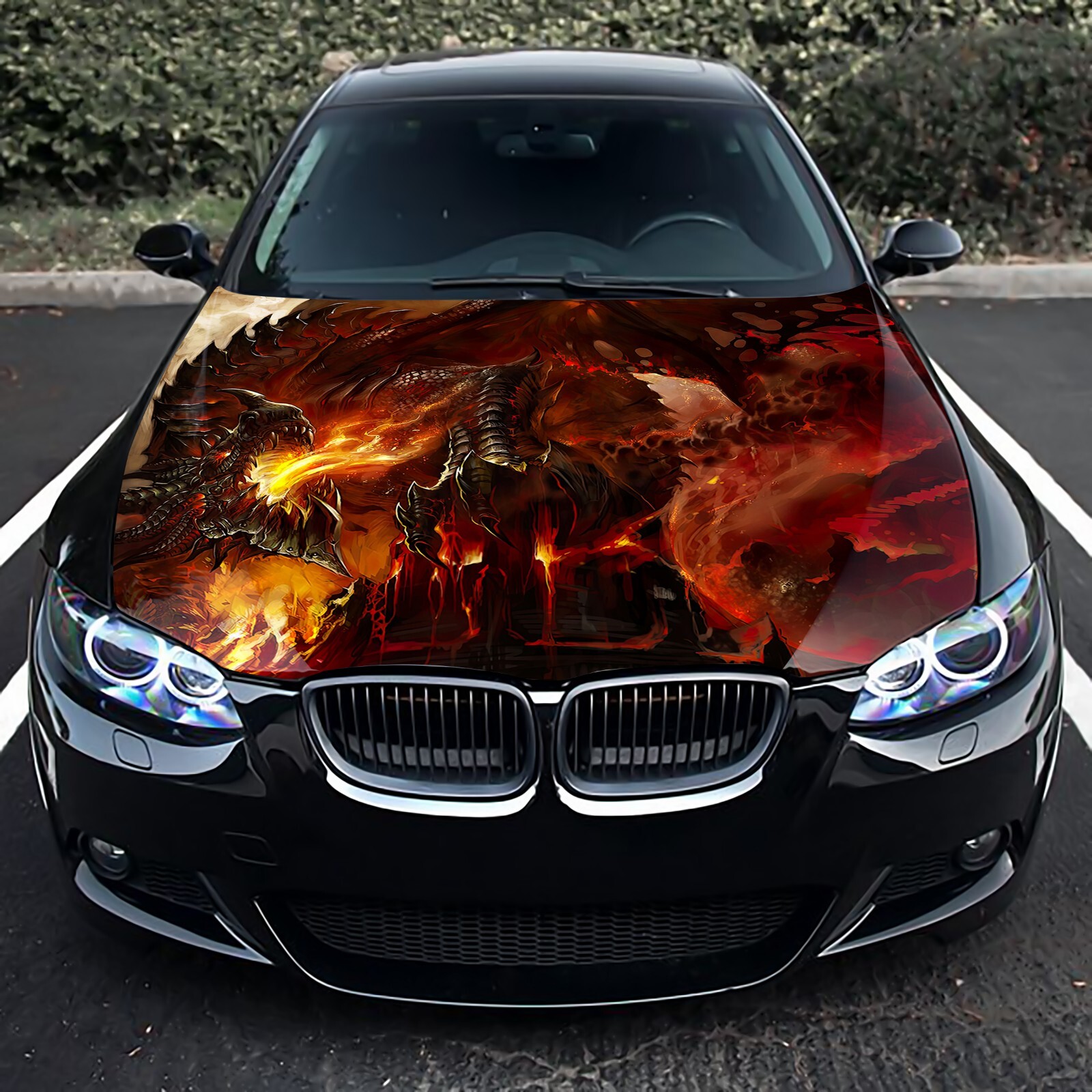 Fire Dragon Car Hood Wrap Decal Vinyl Sticker Full Color Graphic Fit ...