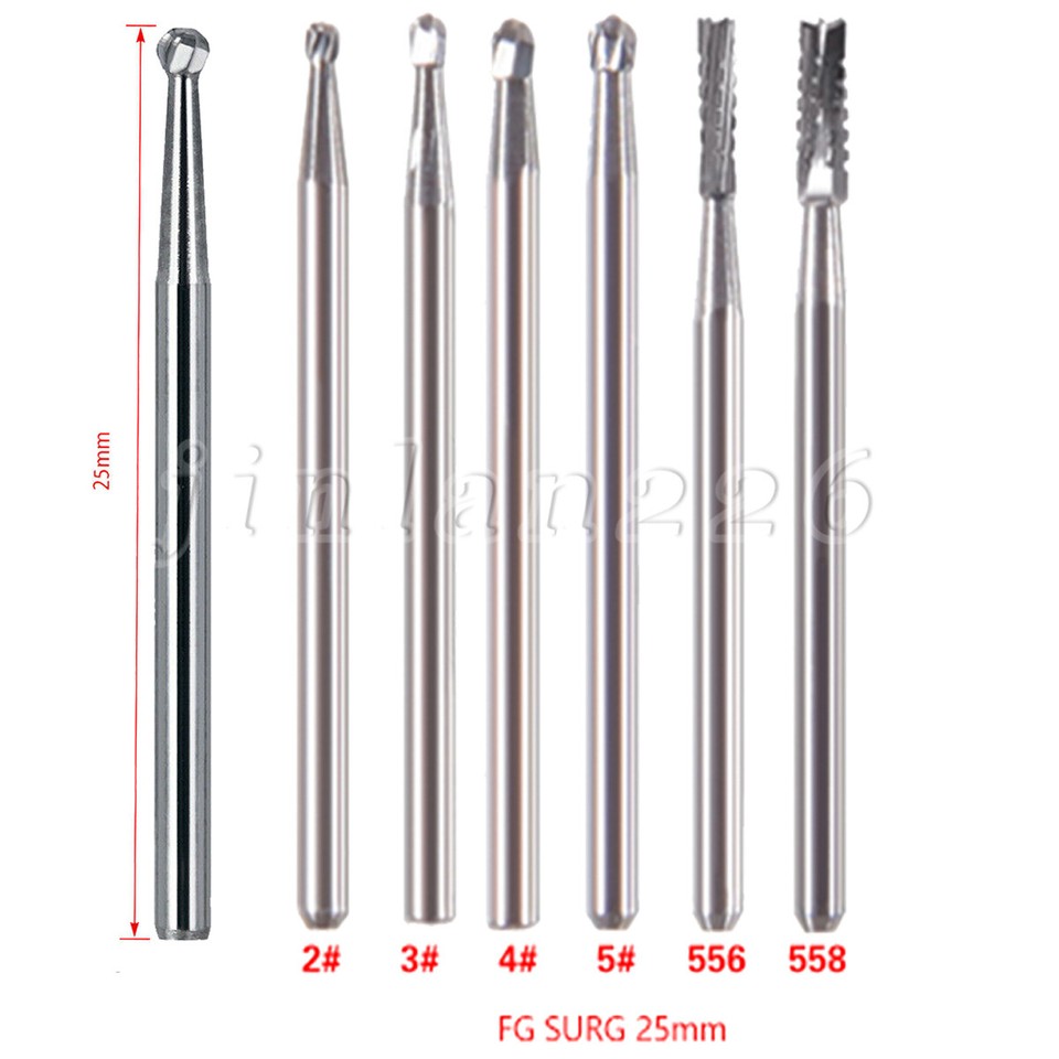 1-10 Dental Surgical Burs 25mm SL Round 4 6 2 557 701 702 Carbide Bur ...