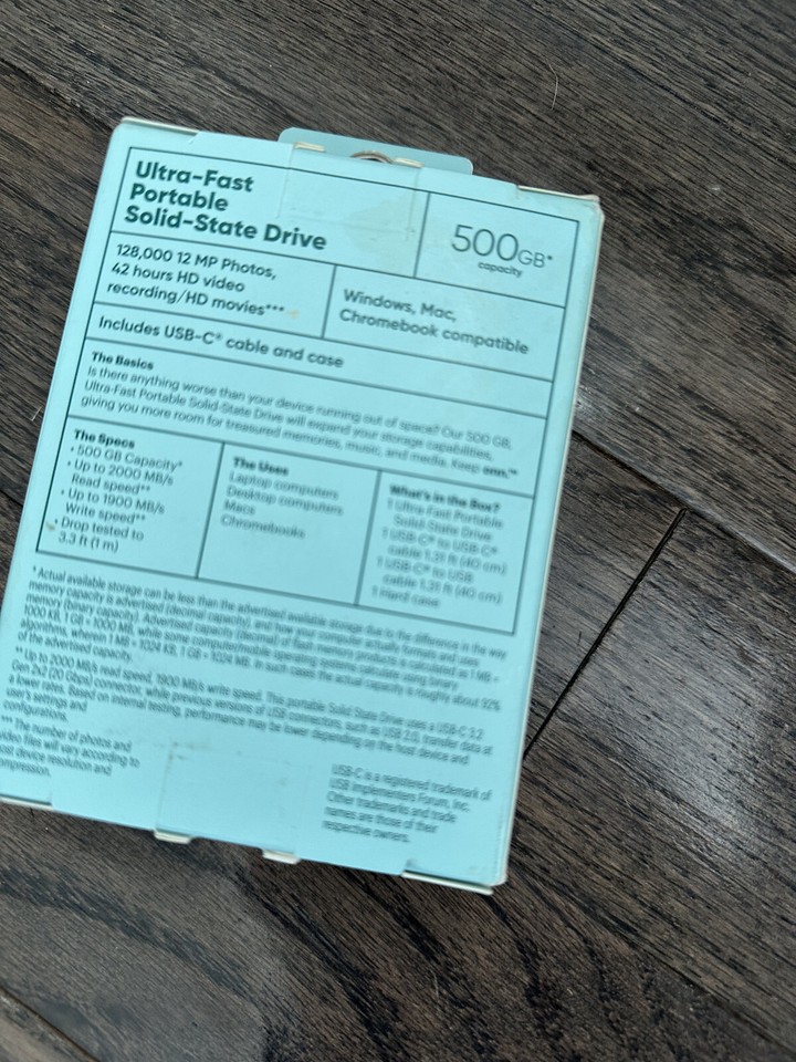 Onn. Ultra-Fast Portable Solid State Drive 500 GB 2317B 2000MB/sRead ...