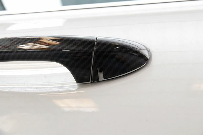 Gloss Carbon Fiber Print Door Handle Plastic Cover Trim Fit 15-21 W205 ...