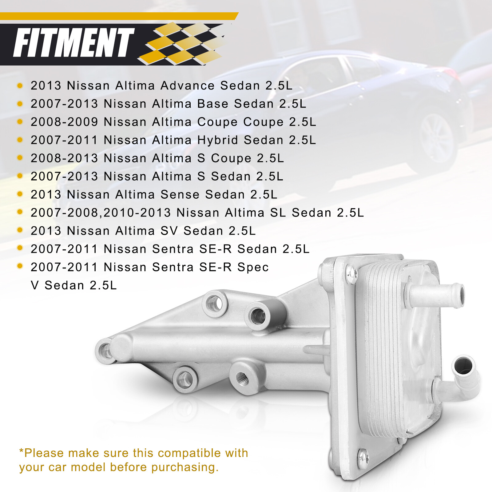 Engine Oil Cooler for Nissan Altima 2.5L 2007-2013 Sentra 2007-2012 ...