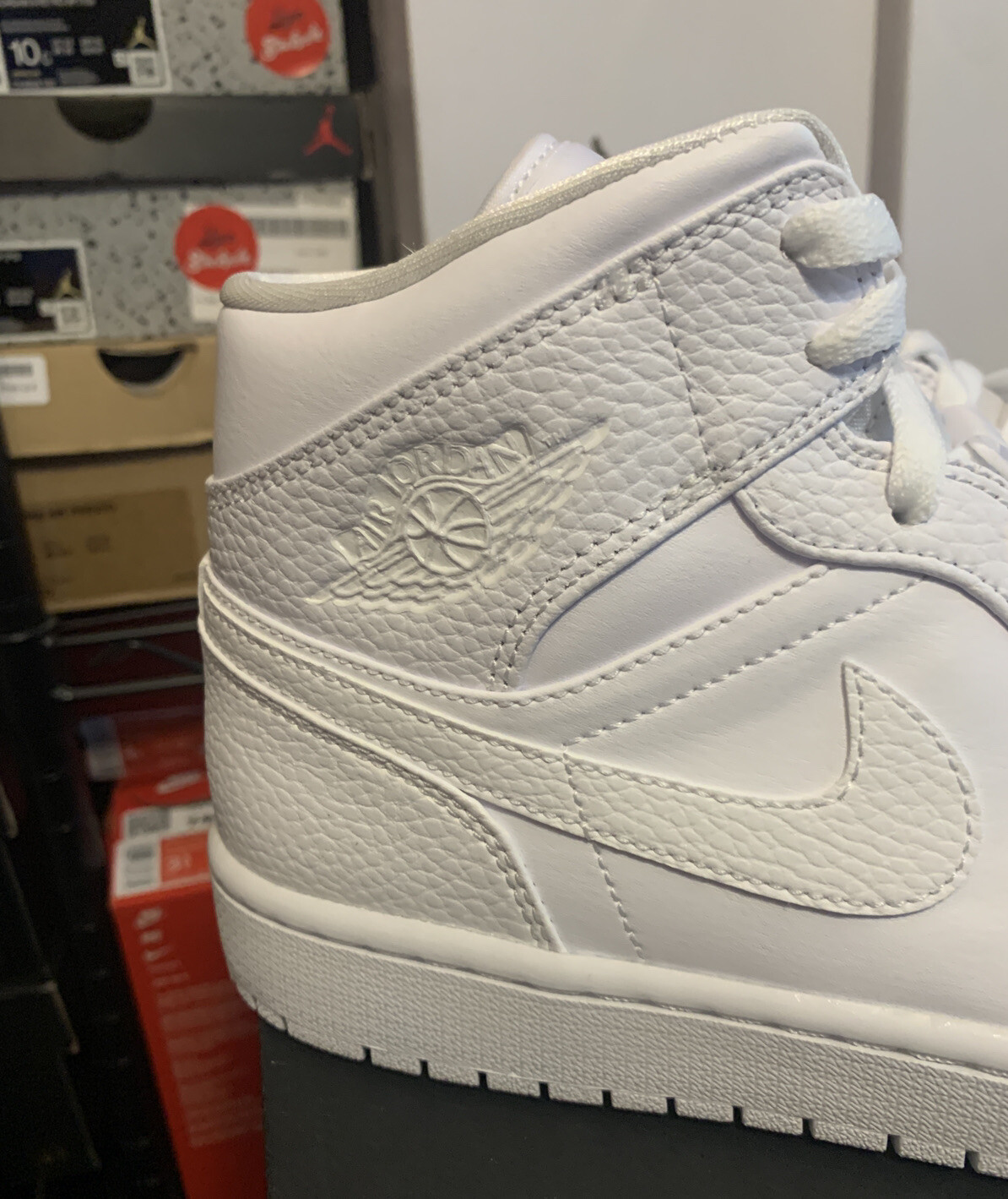 Buy Nike Air Jordan 1 Mid Triple White Shoes 554724-130 554725-130 GS ...