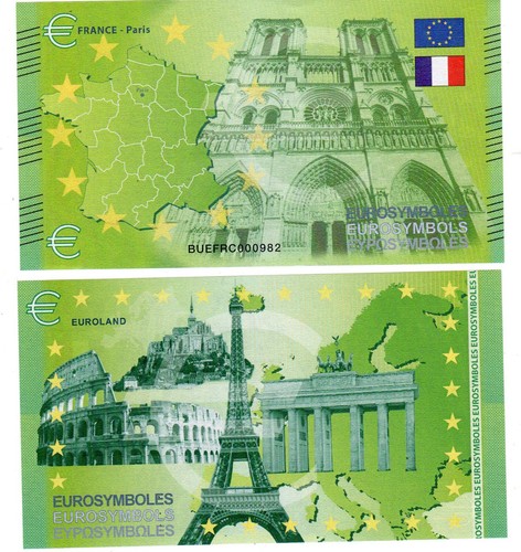 FRANCE BILLET THÉMATIQUE 0EURO SOUVENIR EUROSYMBOLE HYBRID CATHÉDRALE ...