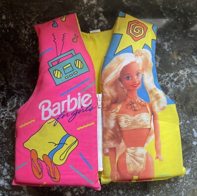 Vintage 1992 Mattel Barbie Life Jacket Vest Youth Medium Life Vest ...