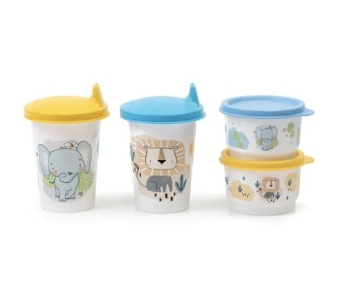 Brand NEW Tupperware Todz Lion & Elephant Snack Set Sippy and Snack Cup ...