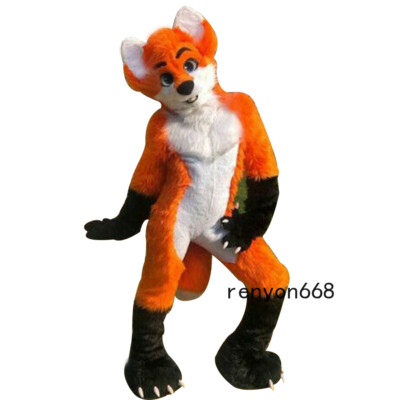 Long Fur Husky Fox Dog Fursuit Mascot Costume Fancy Dress Cosplay ...