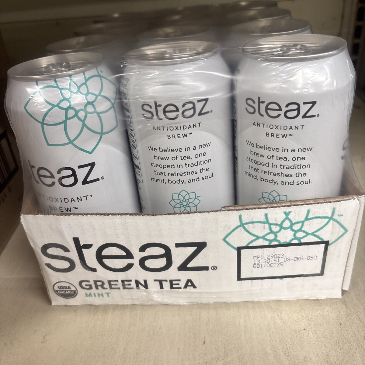 Steaz Logo Steaz Green Tea, Organic, Peach Flavored FRESH By