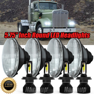 4PCS 5.75 5 3/4 white LED Headlights for Kenworth W-900A W900A ...
