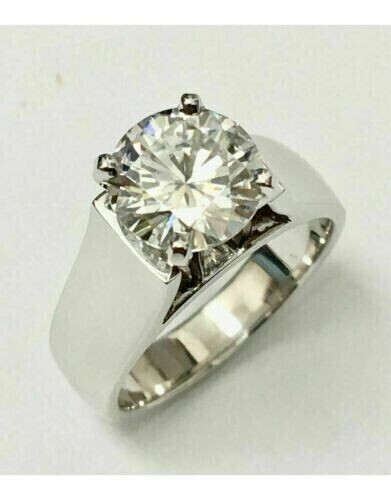 14K White Gold Plated 3Ct Round Lab-Created Diamond Solitaire ...