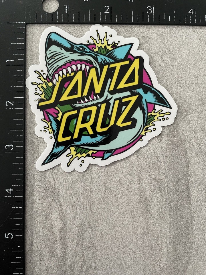 Santa Cruz Skateboard Sticker Decal Waterproof Vinyl 3.5” Shark Blue ...