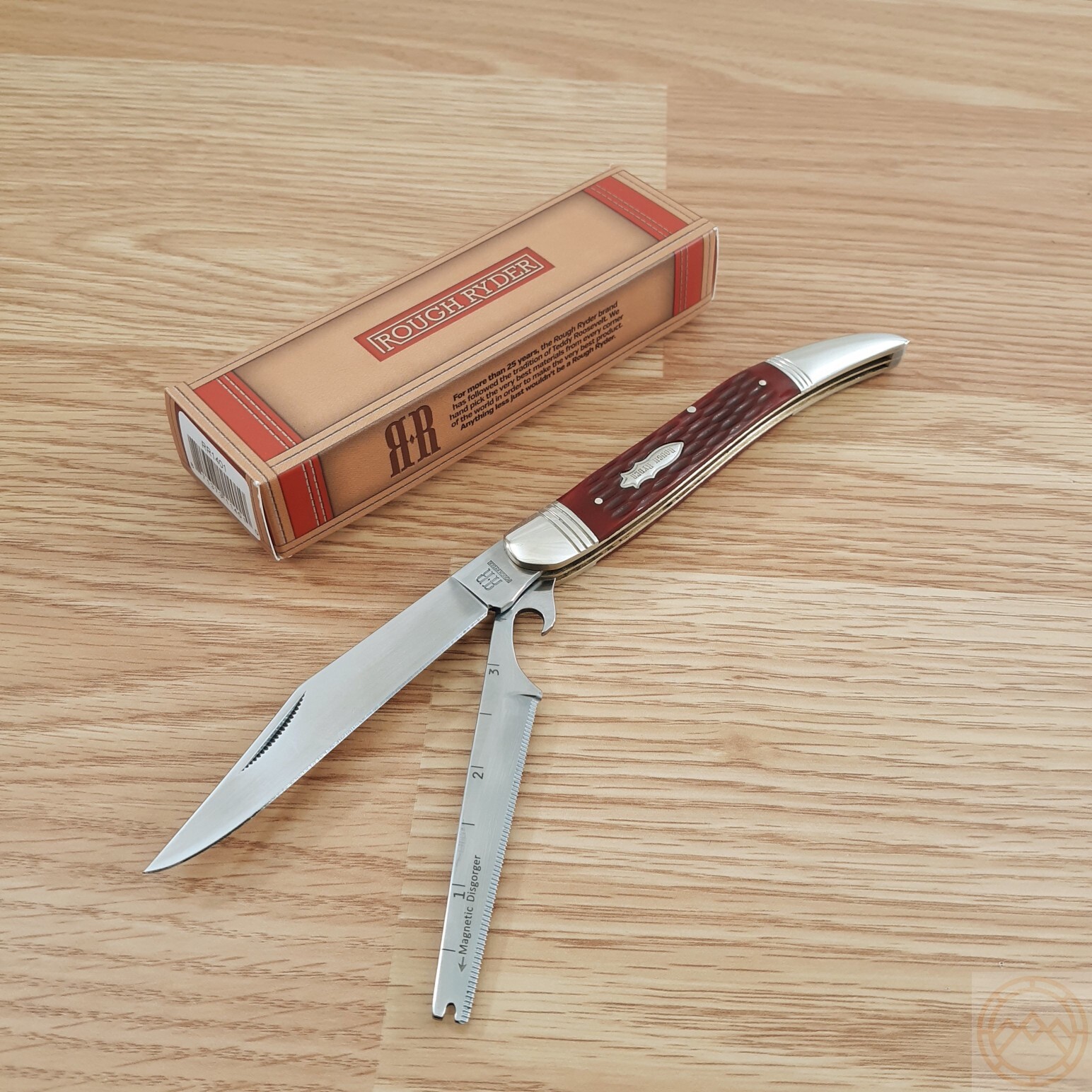 Rough Ryder Fish Pocket Knife 440 Stainless Blade Red Jigged Bone ...