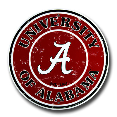 ALABAMA 12" ROUND METAL SIGN CRIMSON TIDE BAMA ROLL TIDE MAN CAVE ...