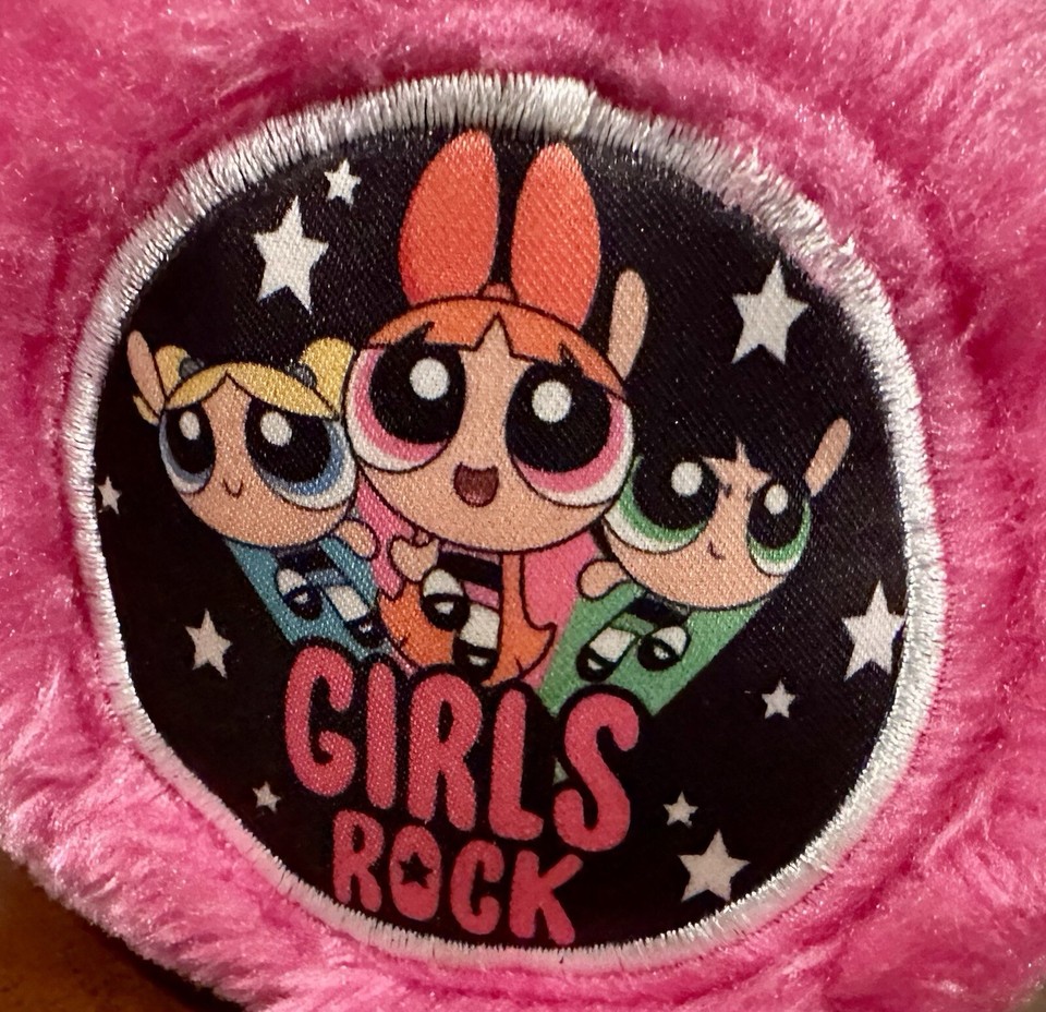 PowerPuff Girls “GIRLS ROCK” Pink Ear Muffs Black Headband Cartoon ...
