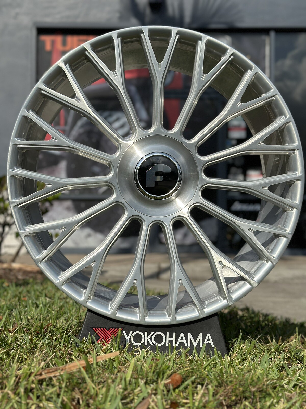 24" FORGIATO NB-6BRUSHED FINISH XL FLOATING CAP MULTI SPOKE WHEELS ONLY ...