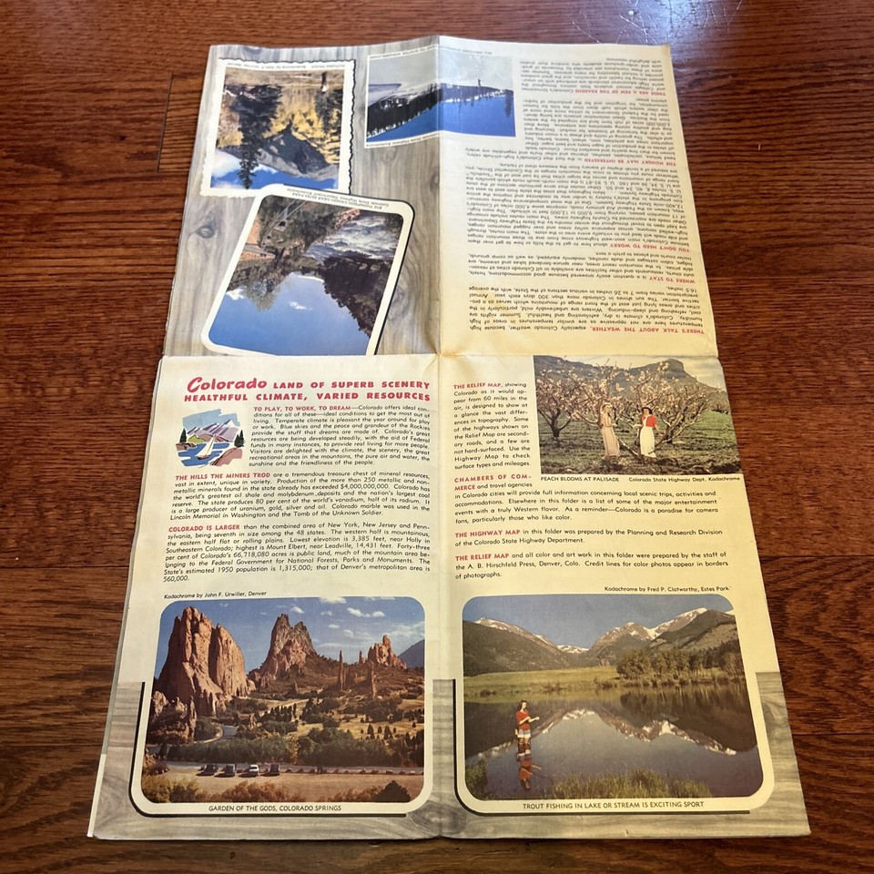 Colorful Colorado Pamphlet Map 1950 State Highway Department Travel ...
