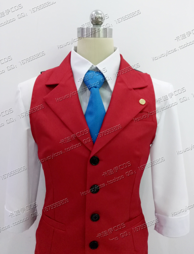 Ace Attorney Apollo Justice Red Vest Uniform Full Suit Cosplay Costume ...