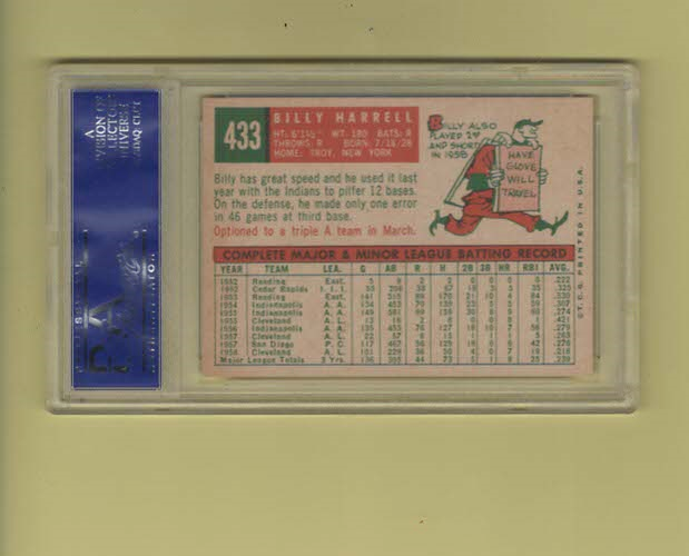 1959 Topps Baseball-Billy Harrell #433-PSA 8 Near Mint-Mint- St .Louis ...