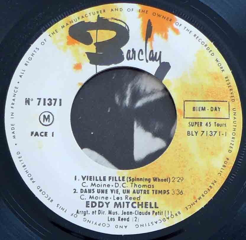 Eddy Mitchell French EP Vieille Fille 1969 Avec Languette | eBay
