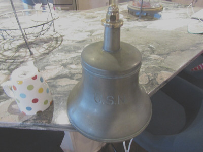 U.S.N. BELL WW2 25 pounds, 10X10 BRASS BELL ,NUMBERED ,EXCELLENT SOUND ...