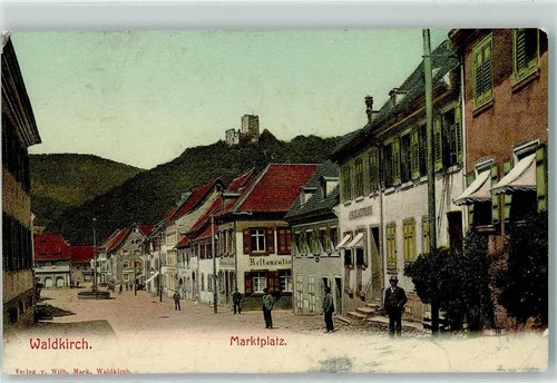 13901957 - 7808 Waldkirch Marktplatz Gasthaus Brunnen Burgruine 1907 | eBay.de