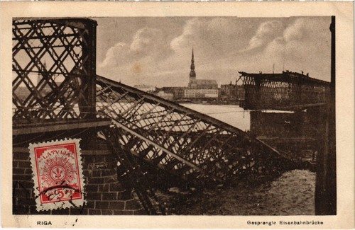 PC LATVIA RIGA RAILWAY BRIDGE BLOWN UP (a50376) | eBay