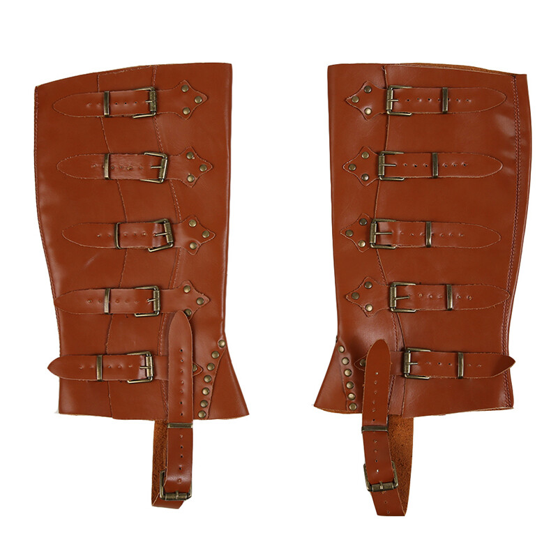 Men PU Leather Half Chaps Gaiter Medieval Knights Cosplay Armor ...