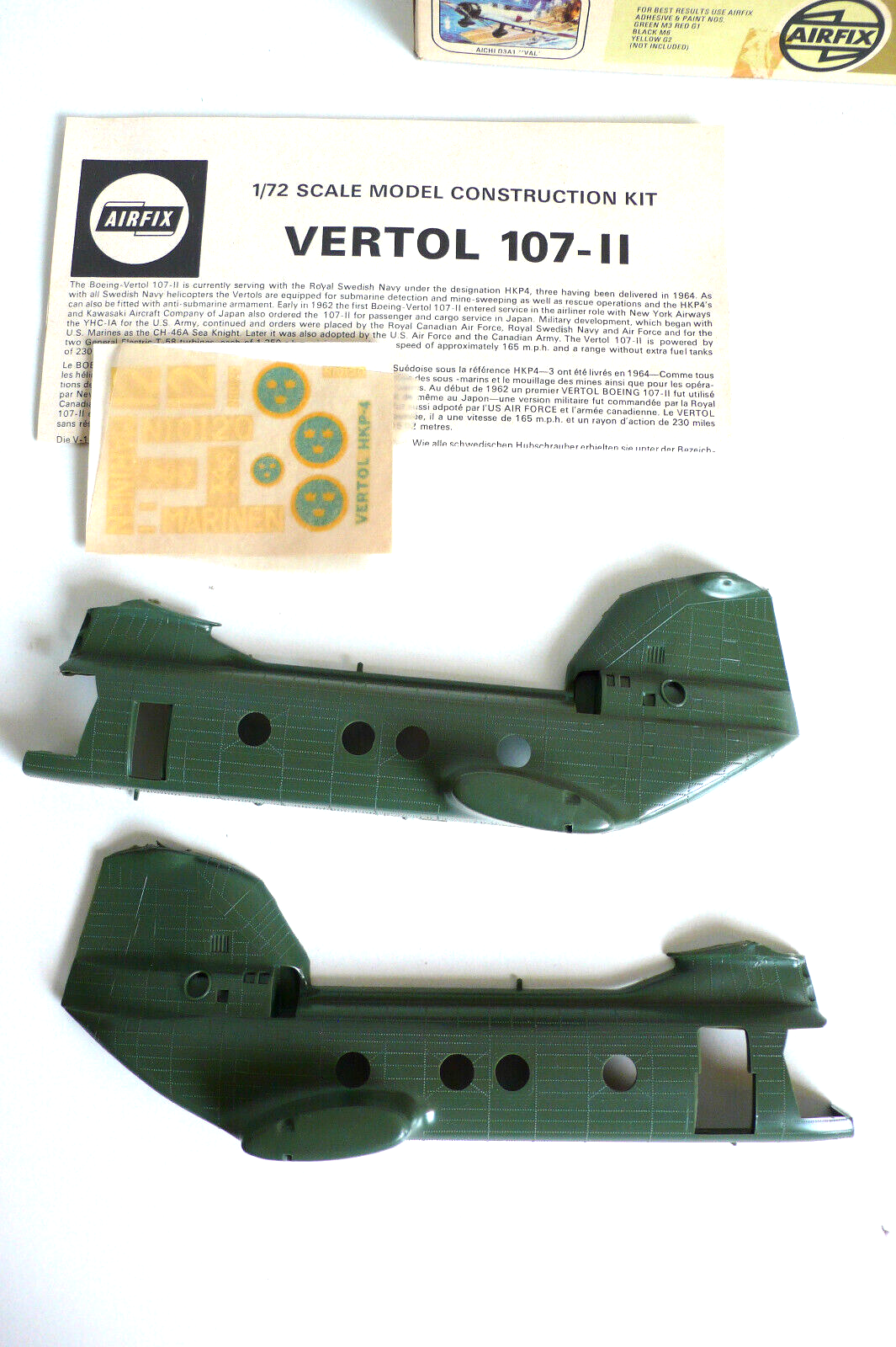 KIT AIRFIX VINTAGE 1/72è VERTOL 107 -11 COMPLET SÉRIE 12 ANNÉES 80 ...