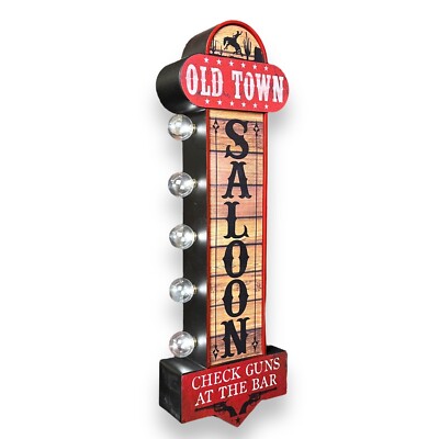 Saloon Double Sided Vintage Inspired 25" Battery Operated Marquee LED ...