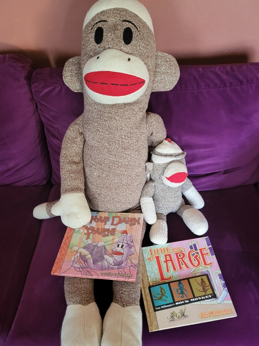 2011 Maxx The Sock Monkey 40" Plush, 2 BOOKS, 1 STICKER & 1 Vintage Monkey Lot | eBay