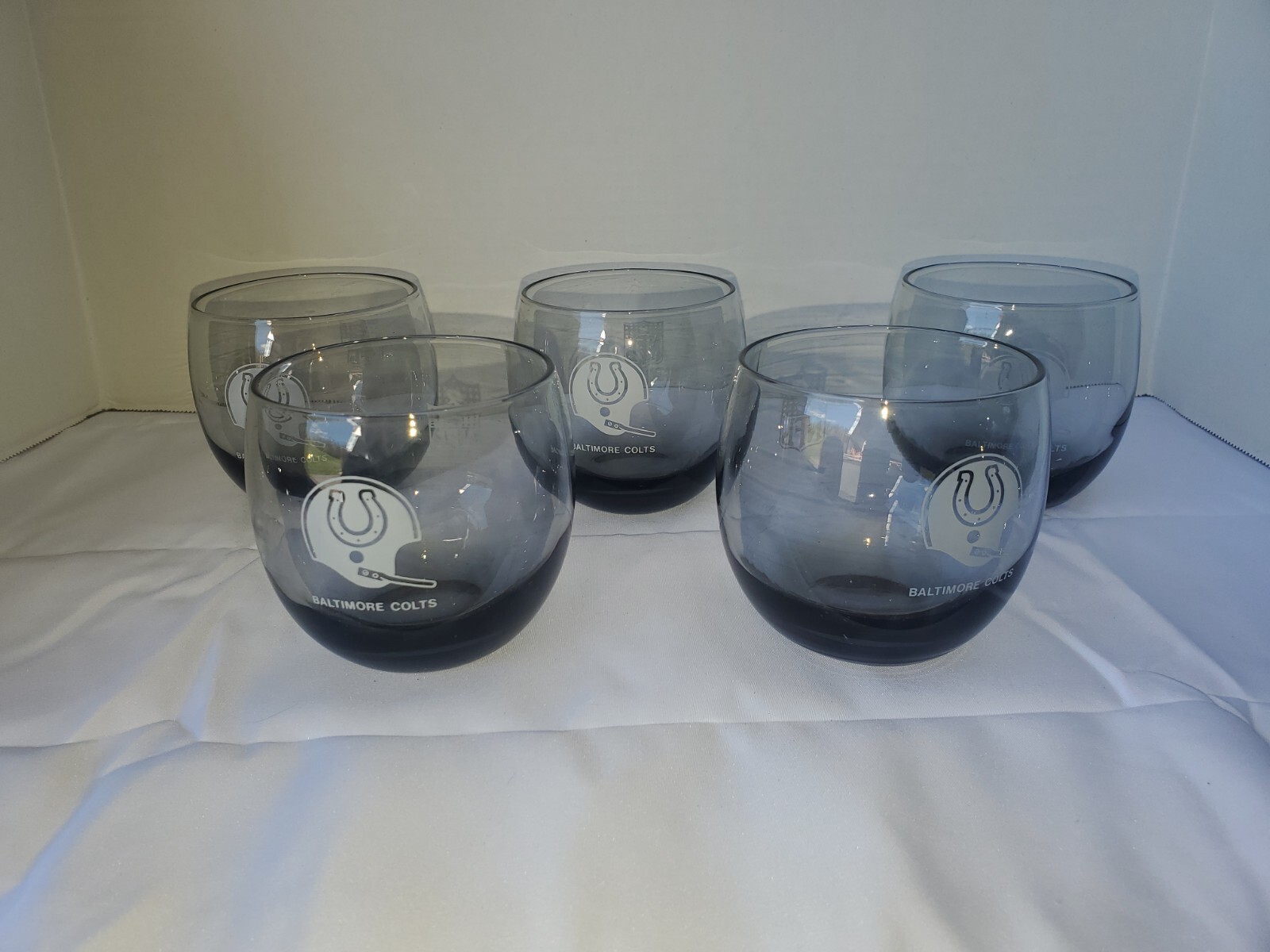 NFL Baltimore Colts Smoked Glass Whiskey Low Ball Glass Vintage 1970's ...