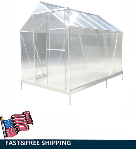 Heavy Duty Aluminum Walk-in Green House Kit Polycarbon Rain Gutter Vent ...