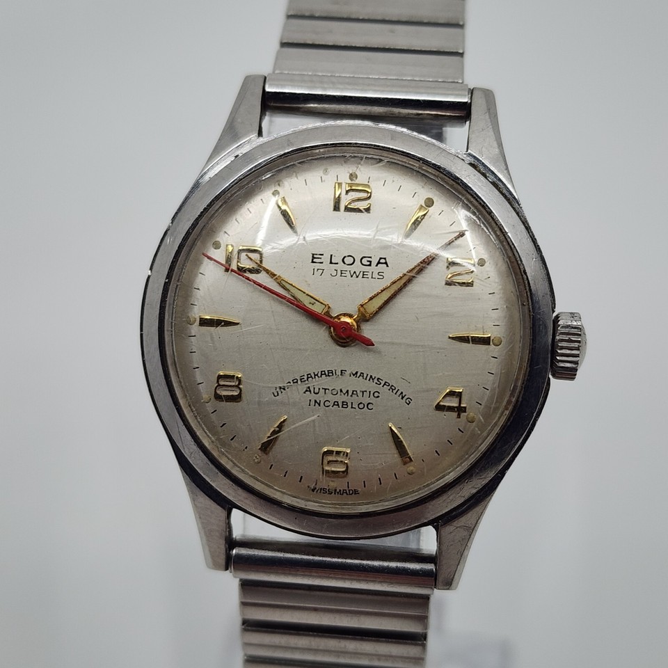 Vintage ELOGA Men's manual winding watch 17Jewels swiss 1950s Runs ...