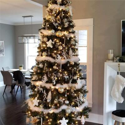 6m White Feather Christmas Tree Boa Decor Ribbon Garland Strip Craft ...