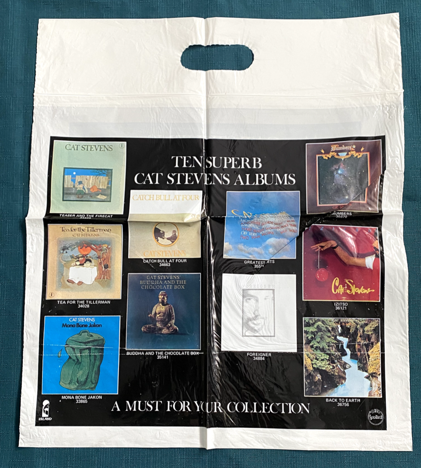 CAT STEVENS - RARE Original Record company promo plastic bag (1981 ...